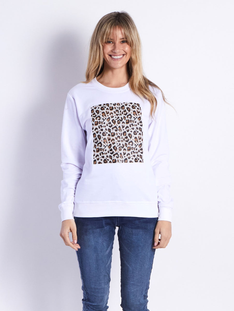 Leopard Sweat - White – www.monacojeans.com