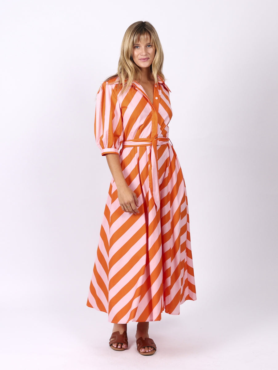 Bianca Dress - Orange Stripe – www.monacojeans.com